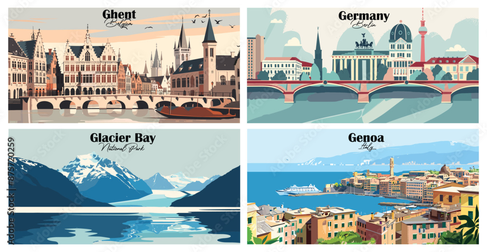 Photo & Art Print Travel landmarks tourism world famous, Vector ...