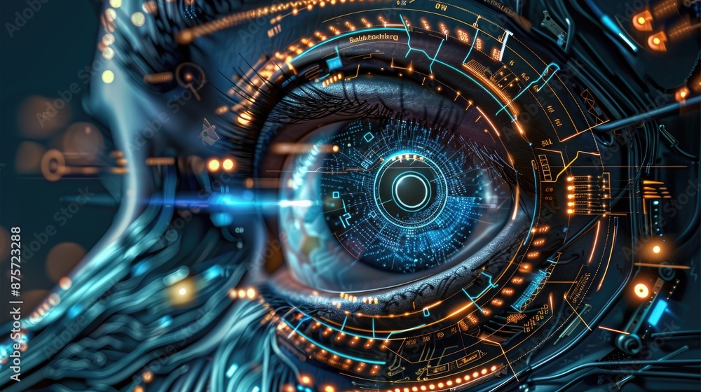 Human android cyborg eye futuristic control protection personal ...