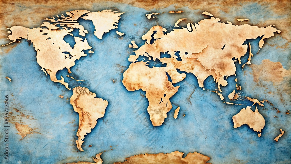 Authentic Italian marble style world map with realistic textures ...