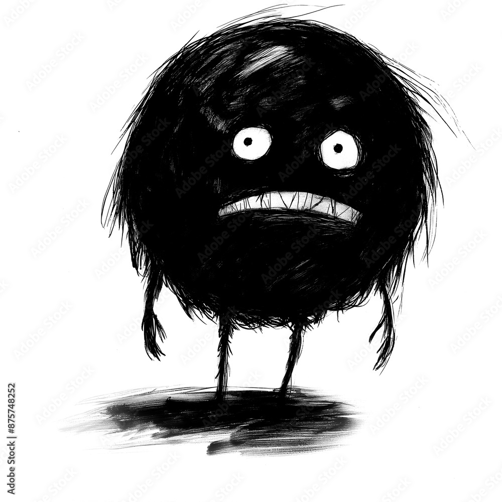 Eerie Monster Drawing on Transparent Background for Children's Projects ...