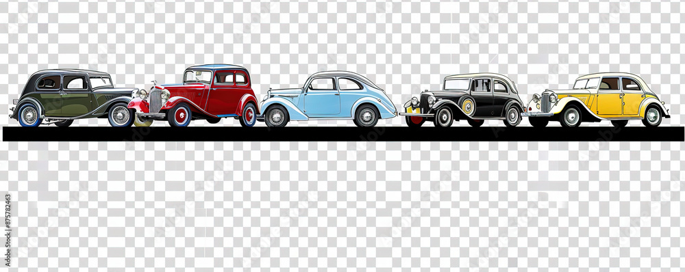 "Luxury Vintage Cars Collection on Transparent Background with White ...