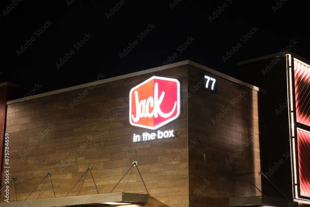 Merced,California,USA-June 10th 2024: Jack in the Box store restaurant ...