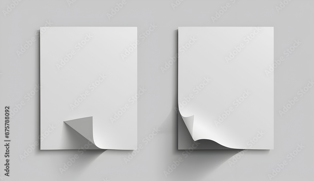 Two white blank paper sheets on transparent background vector ...