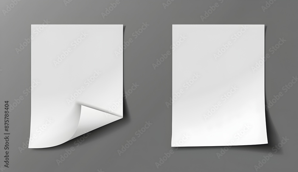 Two white blank paper sheets on transparent background vector ...