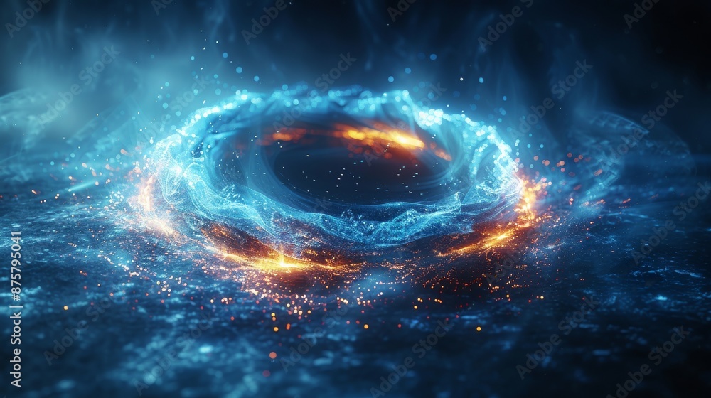 The swirling light effect. The circular lens flare. Abstract rotational ...