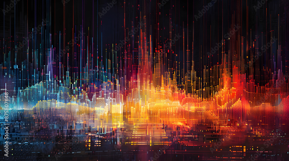 Red blue digital background technology technological operations neural networks AI big data ...