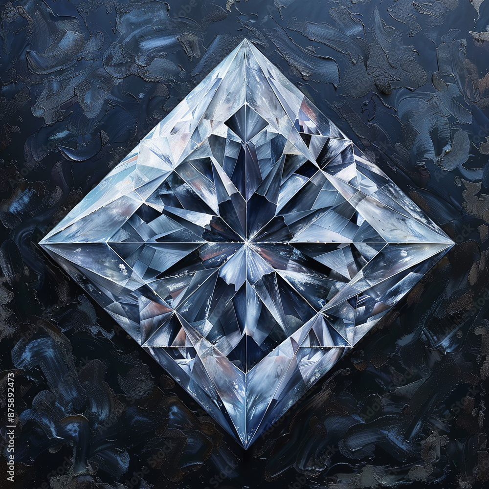 Visualize an abstract image about diamond floating in the sky, casting ...