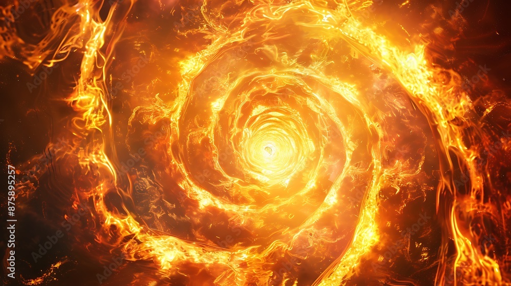 Stunning abstract background of a fiery vortex. The vortex is made up ...