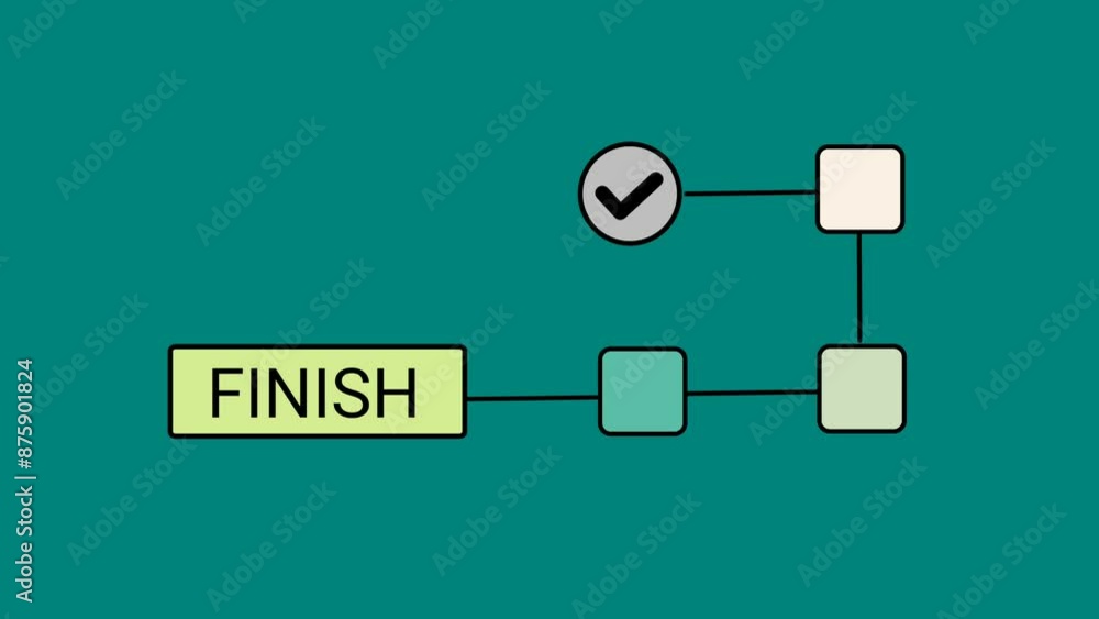 Animated flowchart icon. Work process line animation. Step by step ...