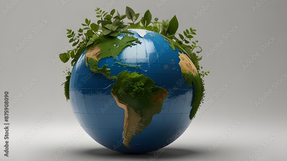 3D Globe Surrounded by Plants for Earth Day and World Environment Day ...