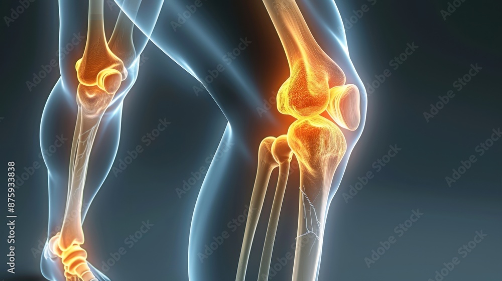 Detailed anatomical illustration of healing leg bones and knee joints ...