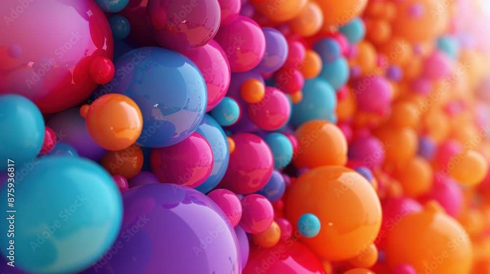 Colored bubble shapes in a 3D render, creating a playful and modern ...