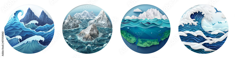 Sea Level Rise clipart collection, symbol, logos, icons isolated on ...