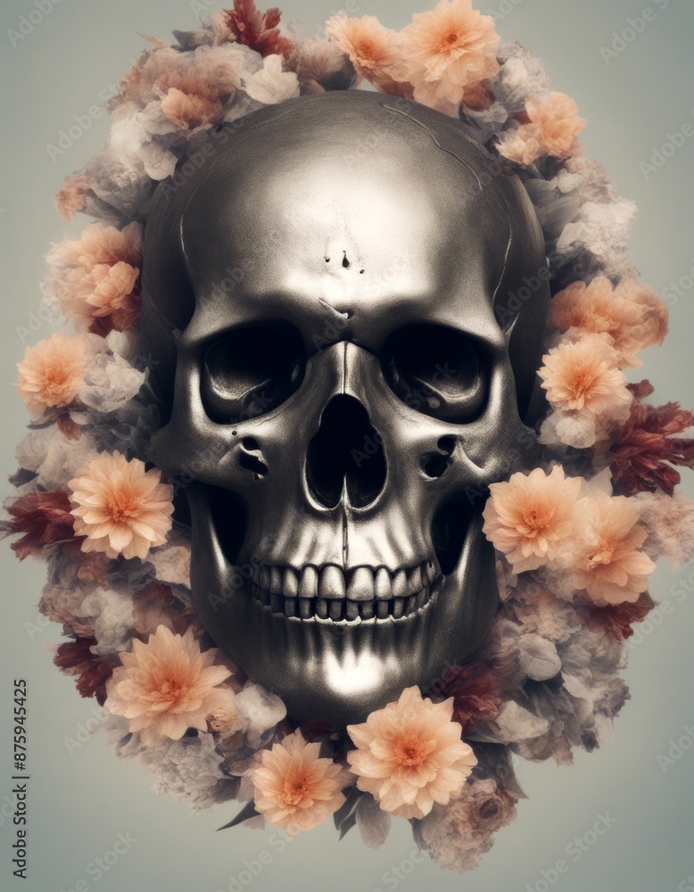 face design raldry colourful ad dead gothic zombie art flowers floral ...