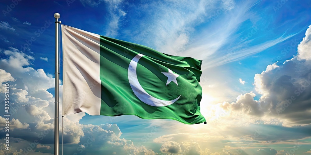 Pakistani flag waving proudly in celebration of Independence Day ...
