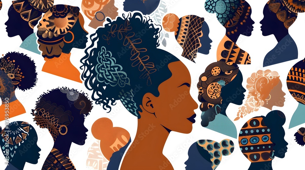 Ilustration of the silhouettes of various black people from differrent ...
