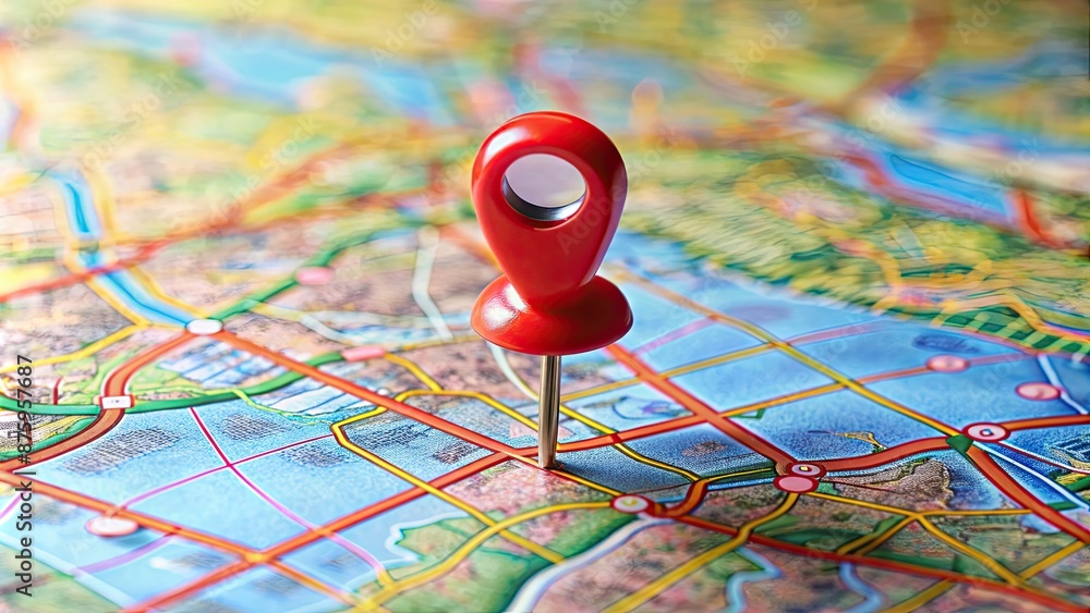Red pin marking a specific location on a map, location, marker ...