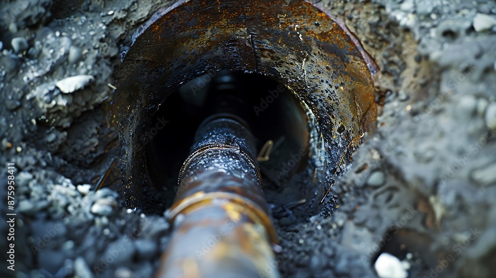Welding metal pipes in a hole pipe for an invisible water line setup ...