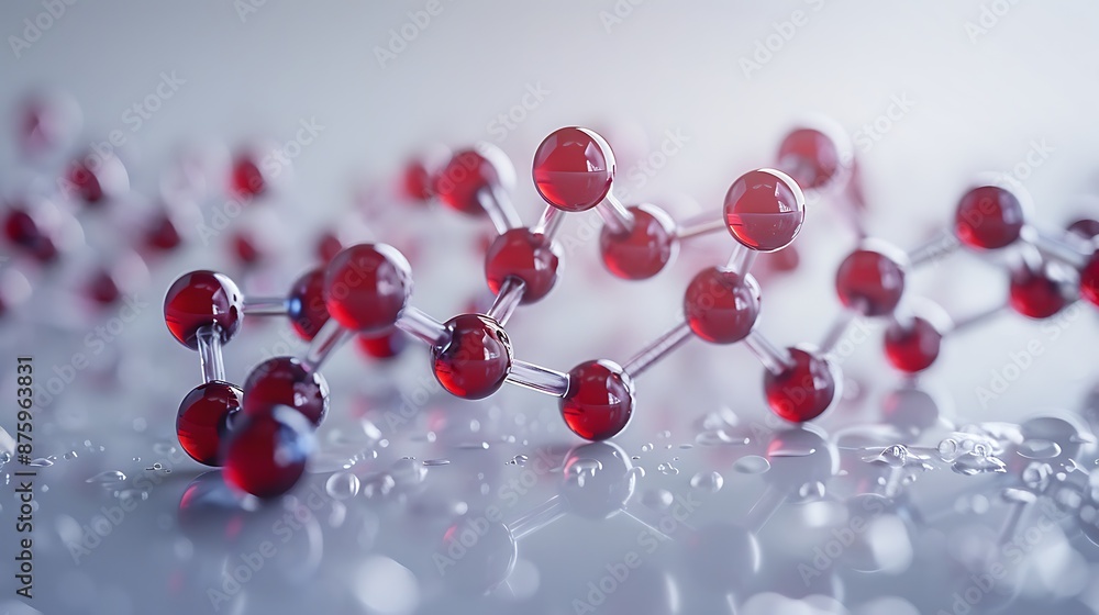 ภาพประกอบสต็อก **Simplified model of nitric acid with bonds shown on ...
