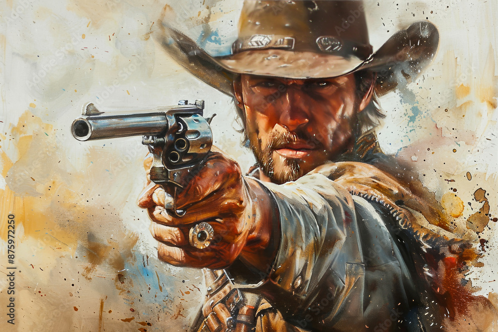 Rough Gunslinger. Generated image. A digital illustration of a painting ...