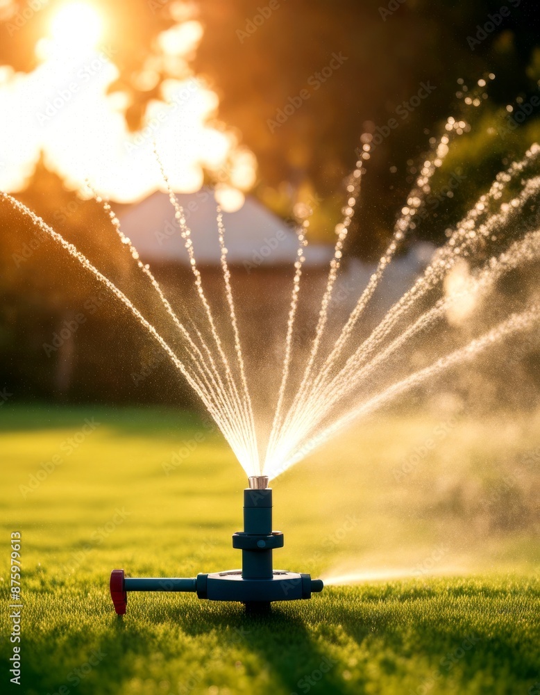 different sprayers time garden sunset sprinklers lawn landscape ...