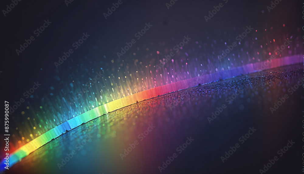 Colored abstract lines of light that visualize the refraction and the ...