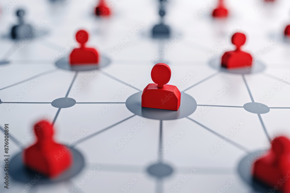 Red network figures connected with lines, representing corporate ...