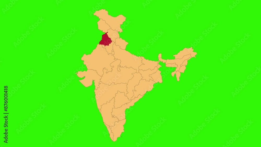 Panjab map animated video. Map Highlighted on the India map with ...