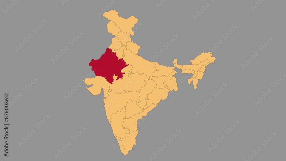 Rajasthan map animated video. Map Highlighted on the India map with ...