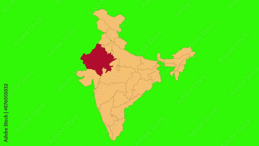 Rajasthan map animated video. Map Highlighted on the India map with ...