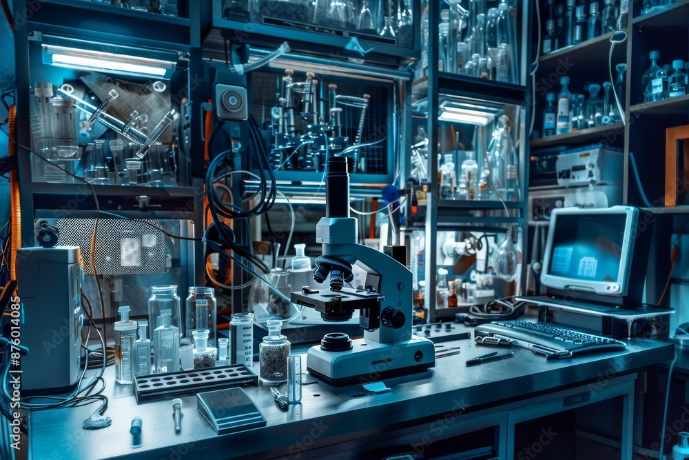 Scanning electron microscope in a physical lab, computer education ...