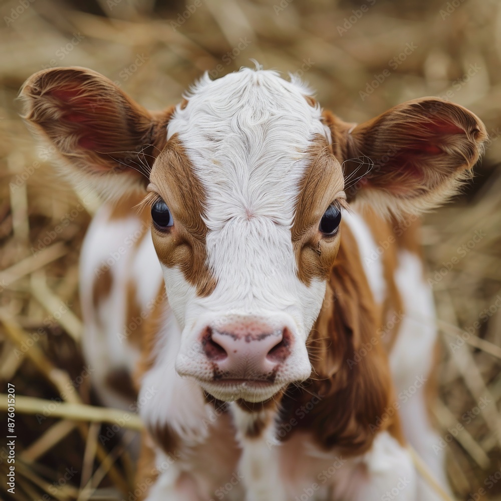 Little calf, cute cow baby portrait, young farm animal, pretty newborn ...