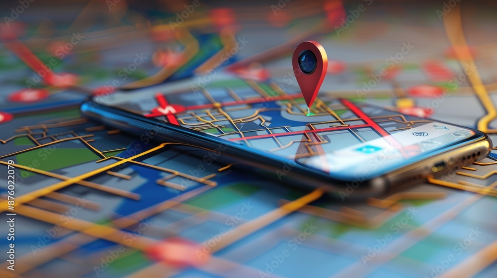 Visual representation of geofencing: Digital map with virtual ...