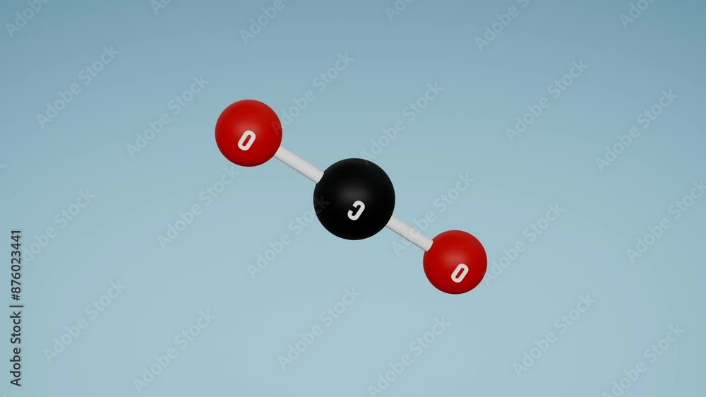 CO2 carbon dioxide molecule as model, chemical bond. Carbon and oxygen ...