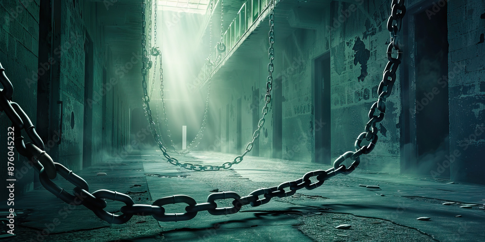 The heavy chains and shackles, rattling against the cold concrete floor ...