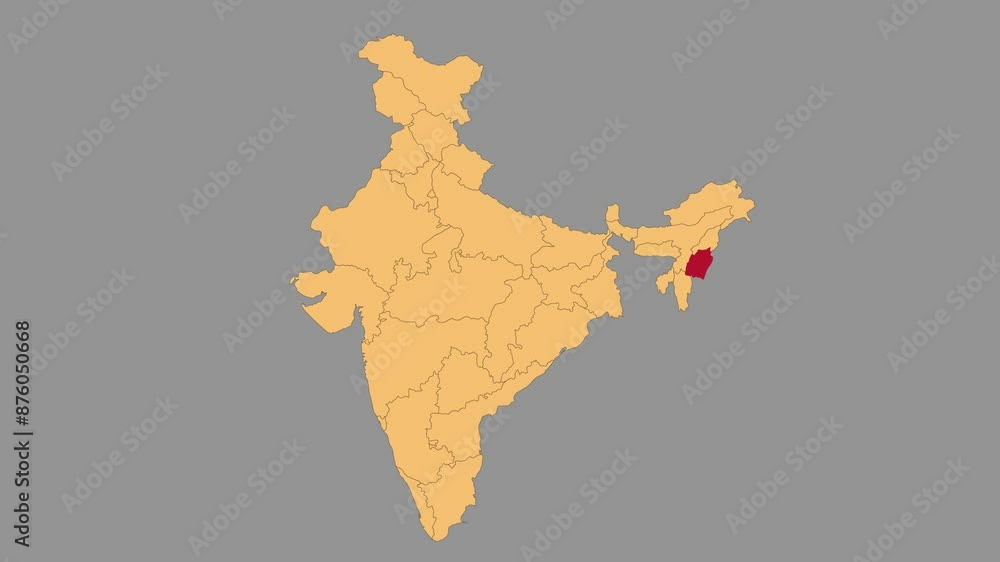 Manipur map animated video. Map Highlighted on the India map with ...