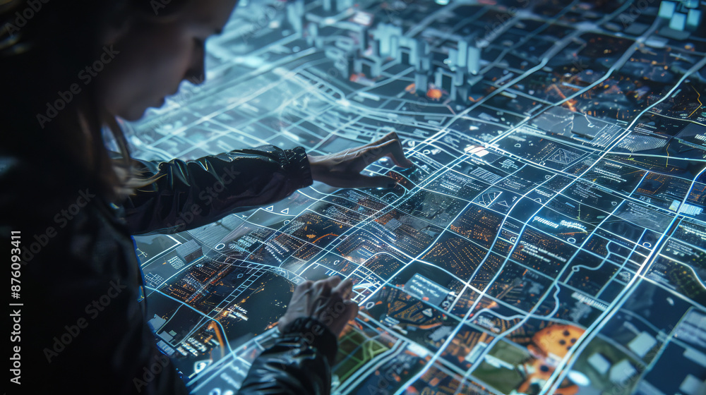 Urban planners using smart maps to visualize and analyze data for city ...