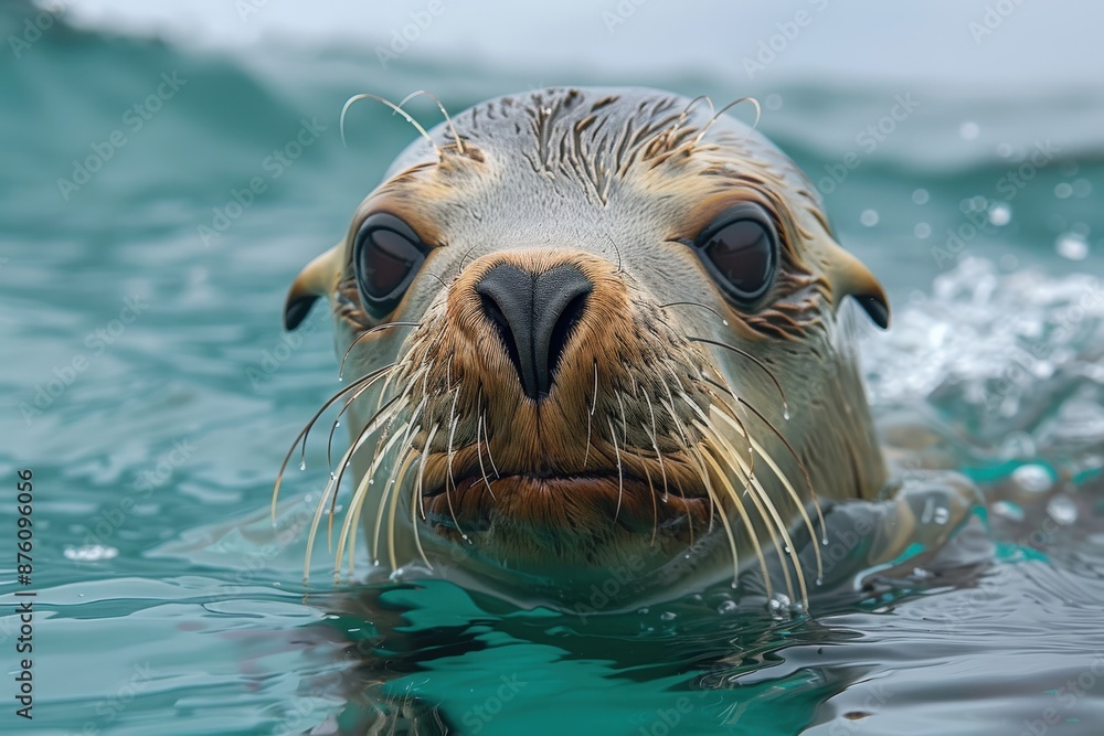 A detailed close-up image of a seal, highlighting its whiskers and ...