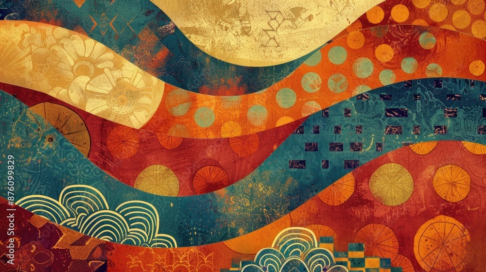 Vintage background with warm colors and retro patterns Stock ...