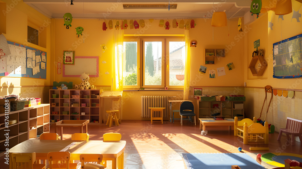Empty classroom of a daycare center without children and teacher Stock ...