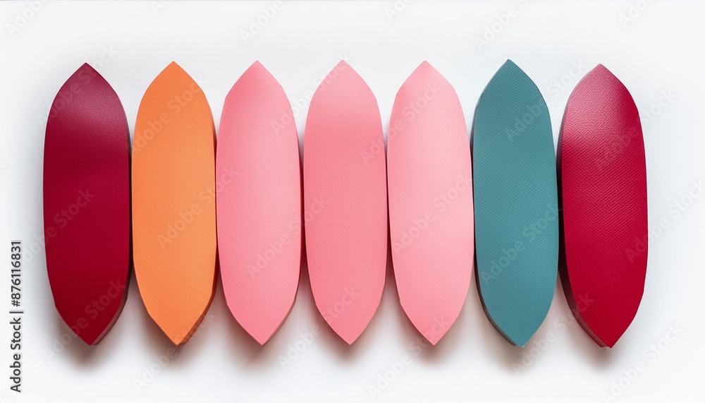 several sticky post it note pink oblong different colors isolated ...