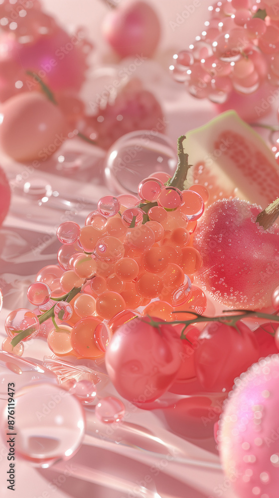 ambiguous pink fruit background, transparent fruit with glass themes ...