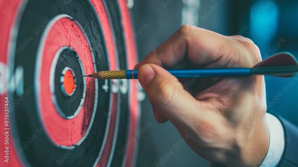set goals for work. dart aiming at the target center business. goal ...