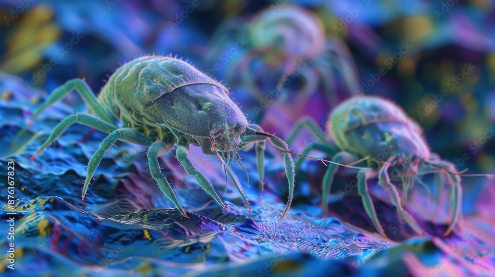 Produce a high-resolution image of dust mites under a microscope ...