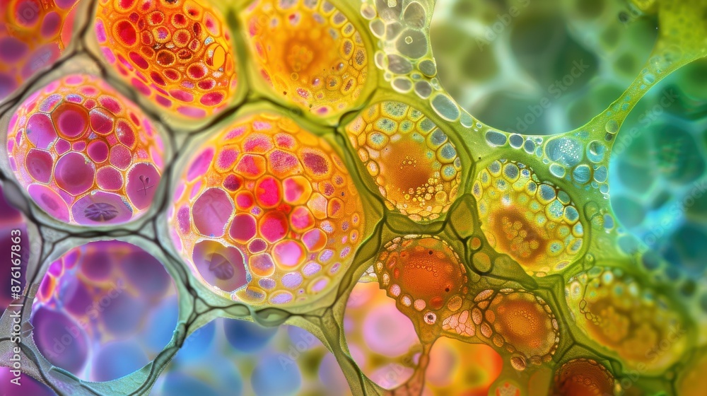 Produce a high-resolution image of plant cells under a microscope ...