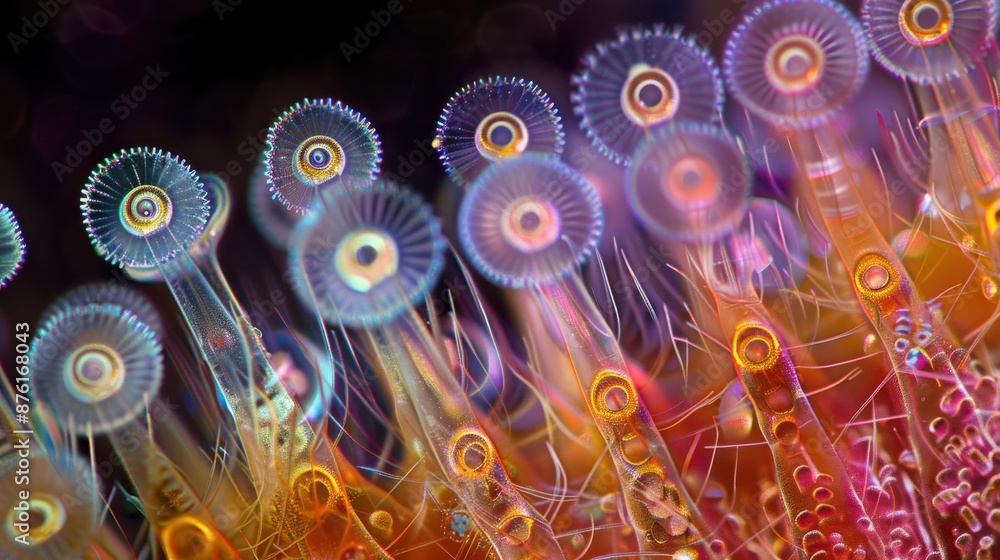 Produce a high-resolution image of cilia under a microscope, showcasing ...