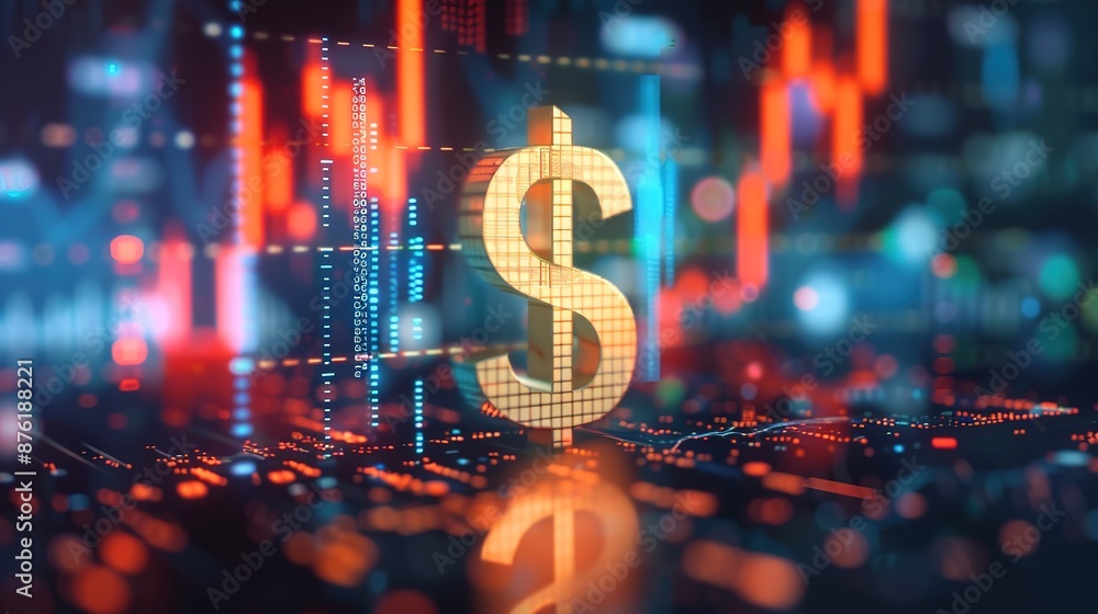 dollar sign, financial stock market background with Financial Stock ...
