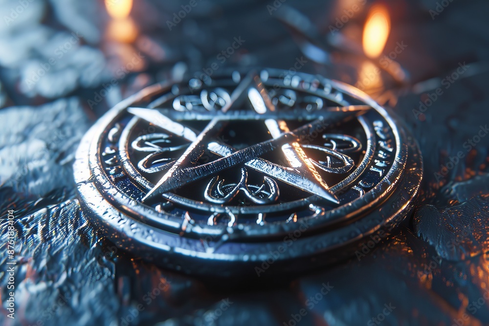 pentagram pentacle made of wood and fire, five-legged symbol of ...