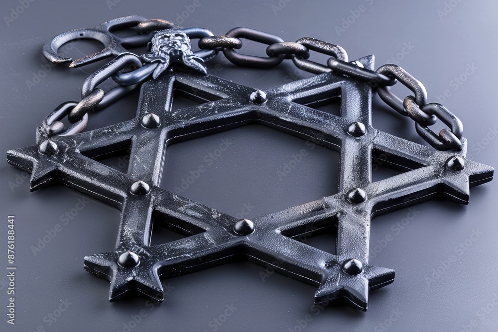 pentagram pentacle made of wood and fire, five-legged symbol of ...