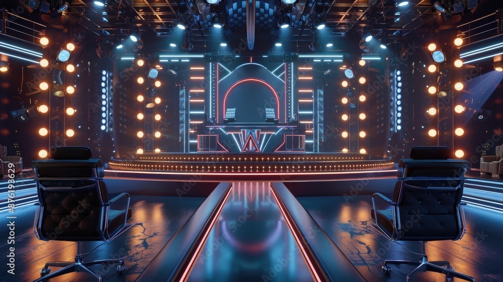 Celebrity Game Show Set with VIP Seating and Glamorous Decor. Concept ...
